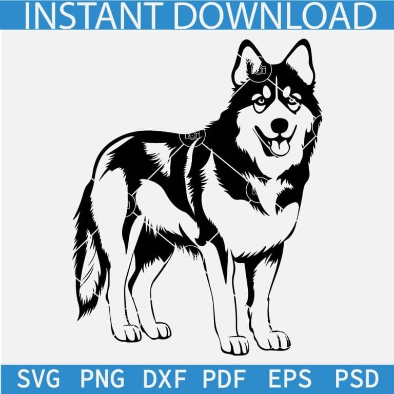 Standing Siberian Husky Dog Tongue Out SVG, Siberian Husky Transparent ...