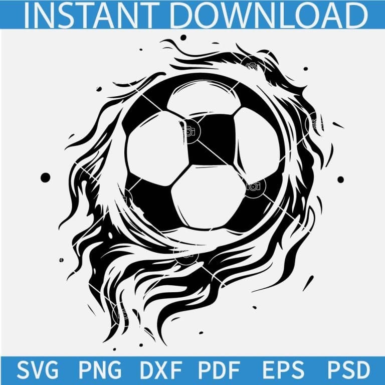 Soccer Ball in motion with flames SVG, Soccer Ball Flames Svg, Flaming ...