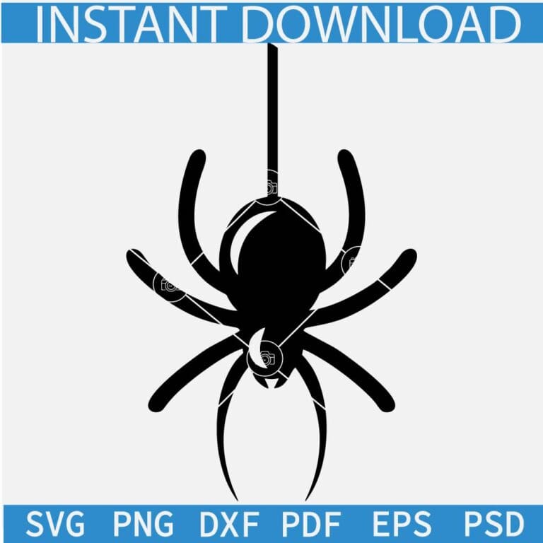 Spider Hanging facing down SVG, Spider silhouette SVG, Halloween Spider SVG