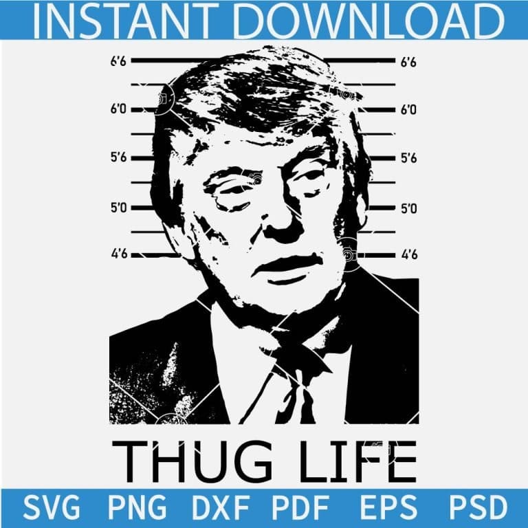 Trump Thug Life SVG, Donald Trump Portrait SVG, Trump Mugshot SVG
