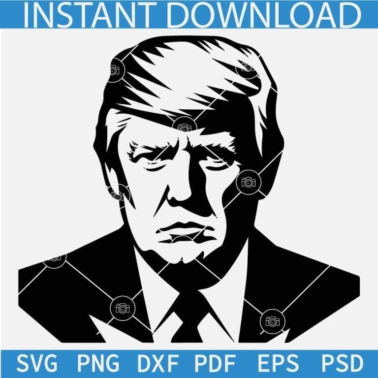 Trump Mugshot Svg, Donald Trump Face Clipart, Donald Trump Portrait ...