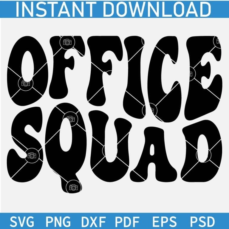 Office Squad Retro Wavy Text SVG, Office Squad Stacked Retro Text SVG