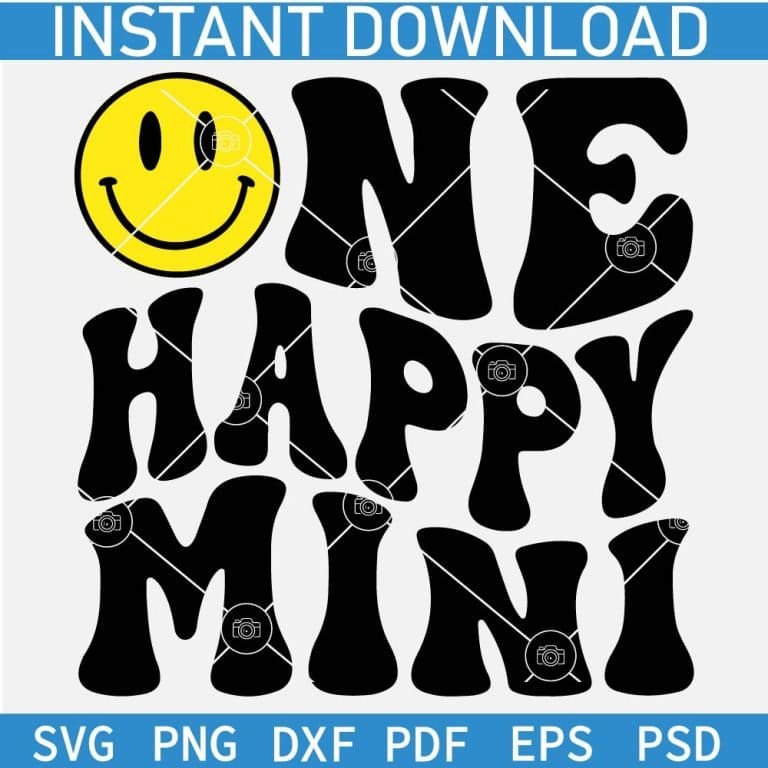 One happy mini Smiley Face SVG, Happy Face One happy Mini SVG, Family SVG