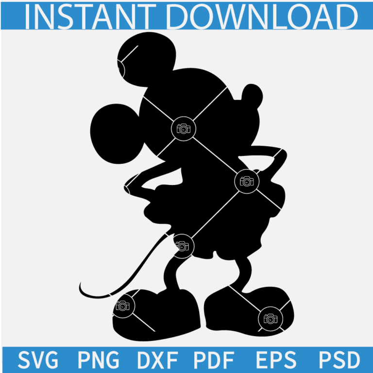 Black Mickey Mouse Vector SVG, Standing mickey silhouette SVG, Disney ...