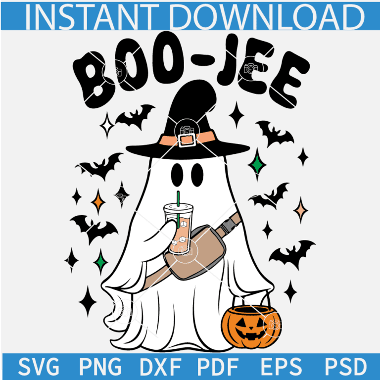 Boo Jee Retro Text SVG, Layered Boo Jee Ghost SVG, Halloween Boo Jee SVG