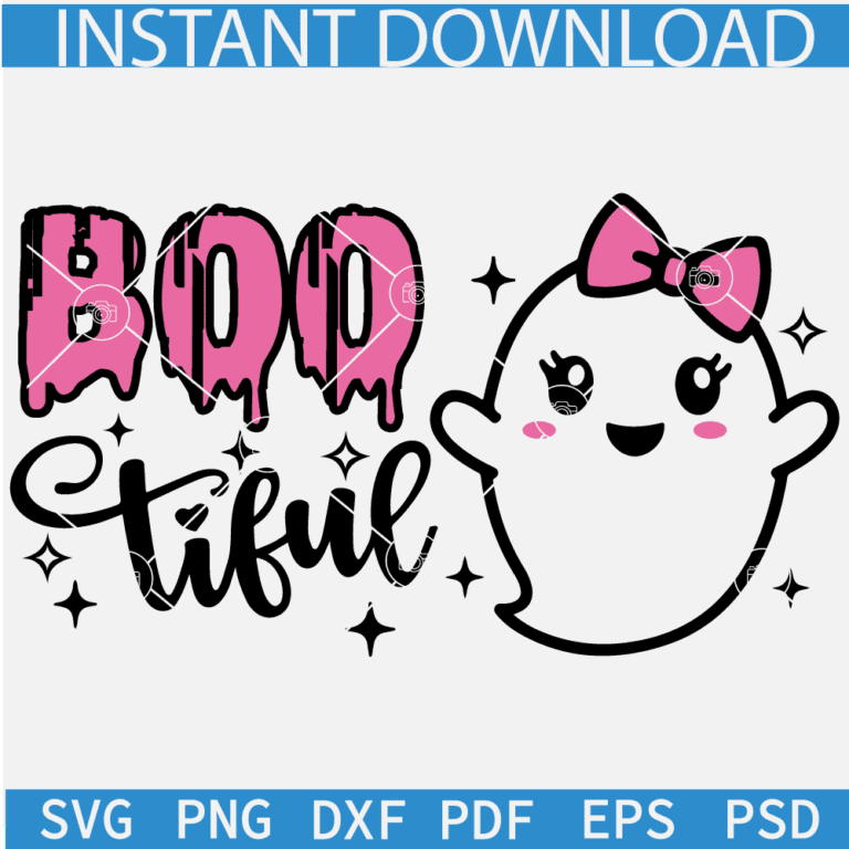 Halloween Ghost Girl layered SVG, Boo Baby Ghost with Bow SVG, Kawaii ...