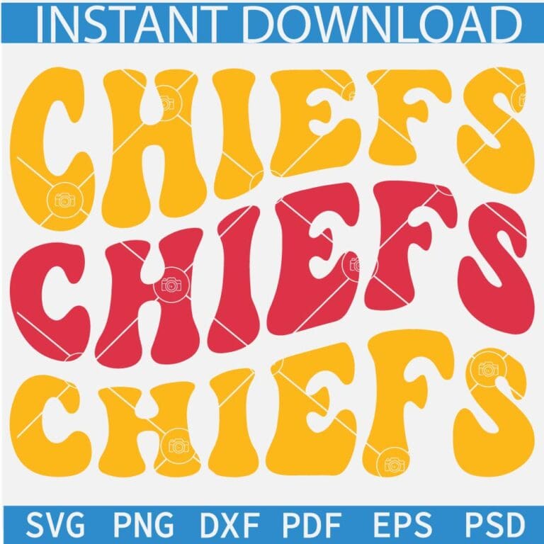 Chief Retro Wavy Text SVG, Chiefs Sports Retro Text SVG, Kansas City ...