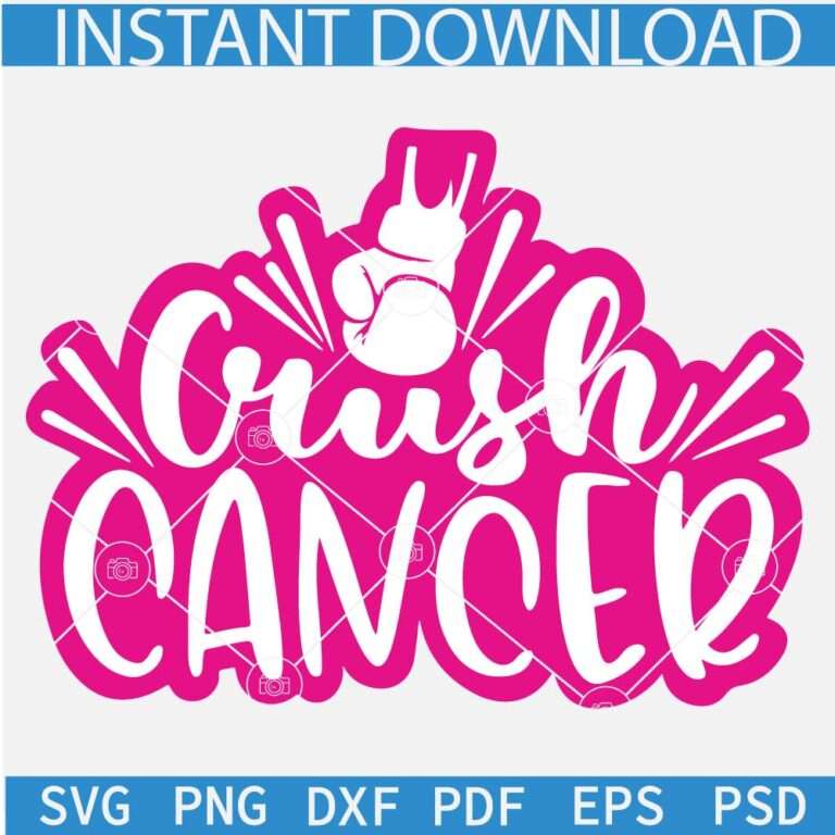Crush cancer boxing glove SVG, Crush Cancer punch SVG, Cancer Awareness ...