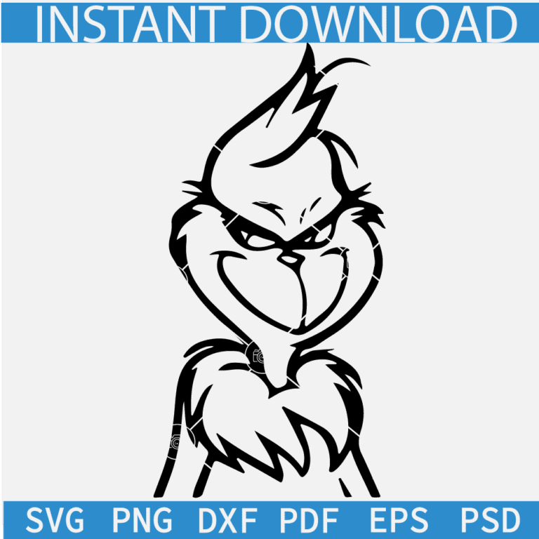 Grinch outline SVG, Grinch Sketch SVG, Grinch Line art SVG