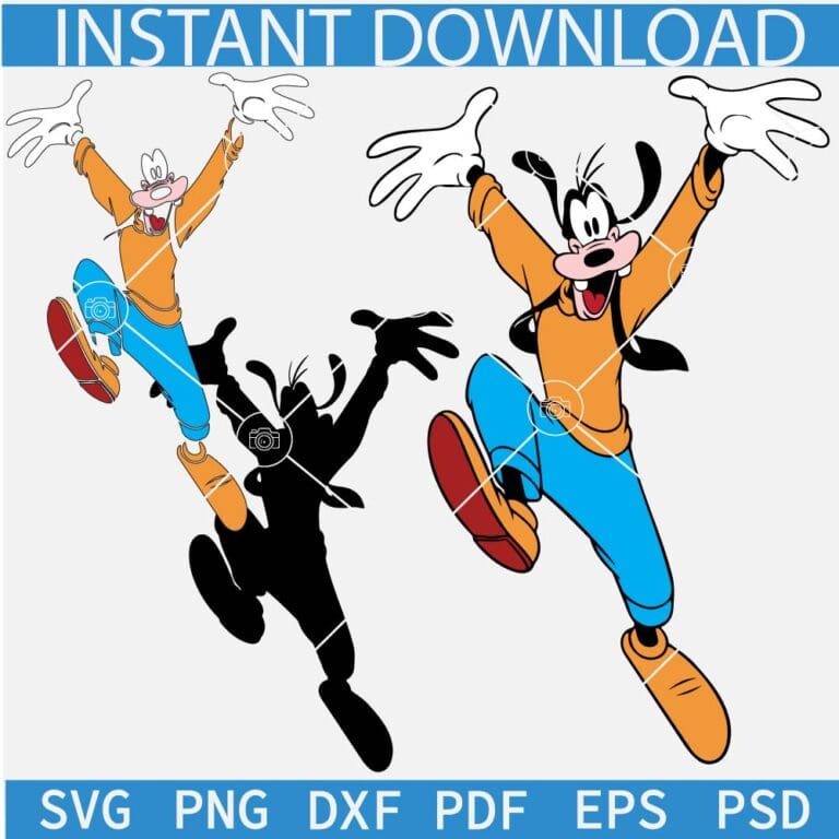 Happy Goofy Playing SVG, Disney Goofy Layered SVG