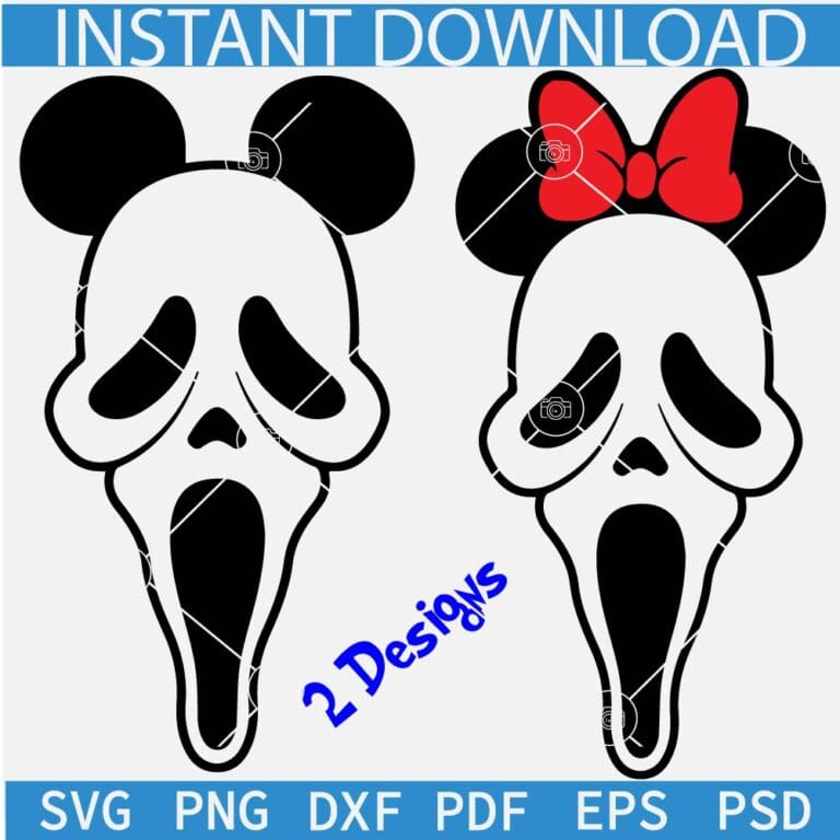 Mickey Minnie Scream Ghost Face Bundle svg, Disney Ghost Face Screaming ...