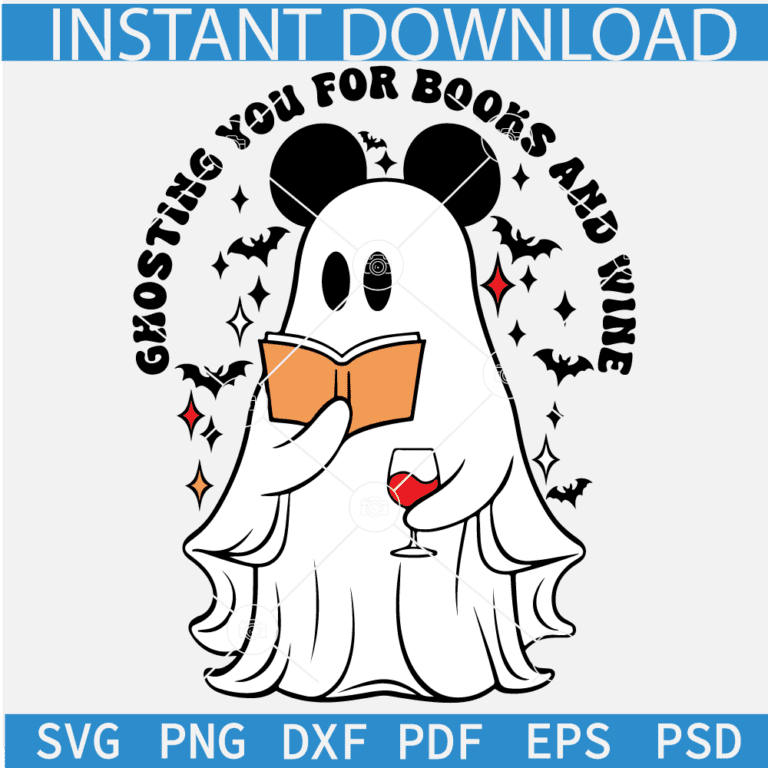 Minnie Mouse Ghost Reading Book SVG, Ghosting You For Books And Wine ...