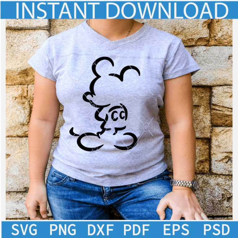 Mickey Mouse Outline SVG, Mickey Sketch Vector SVG, Disney Sketch SVG