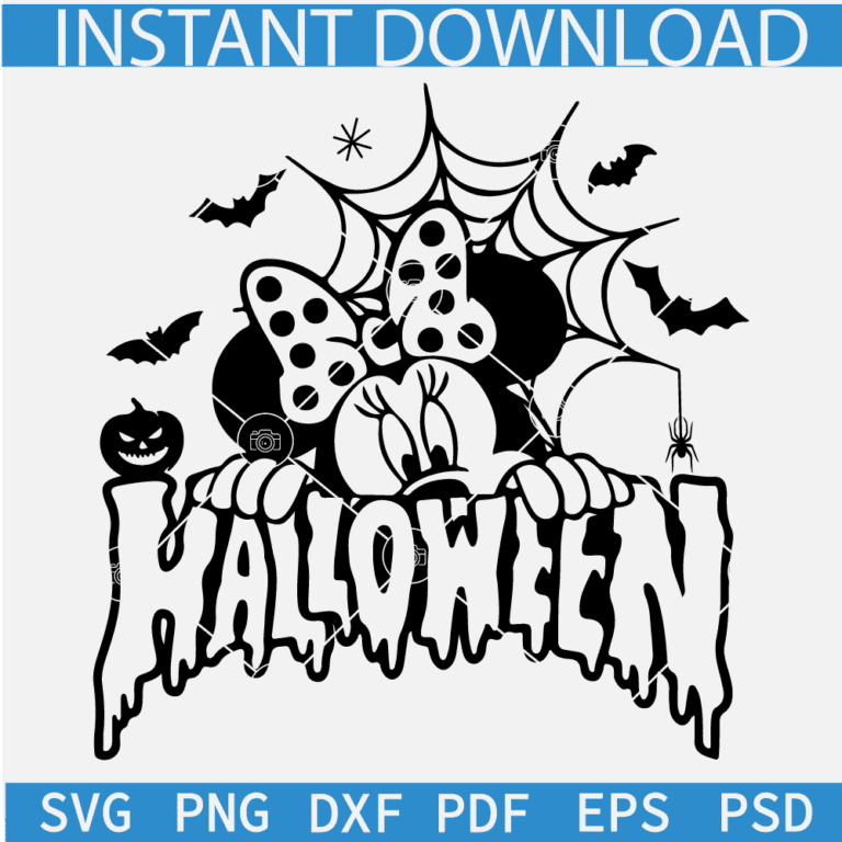 Minnie with spider web Halloween SVG, Disney Halloween Peeking SVG ...