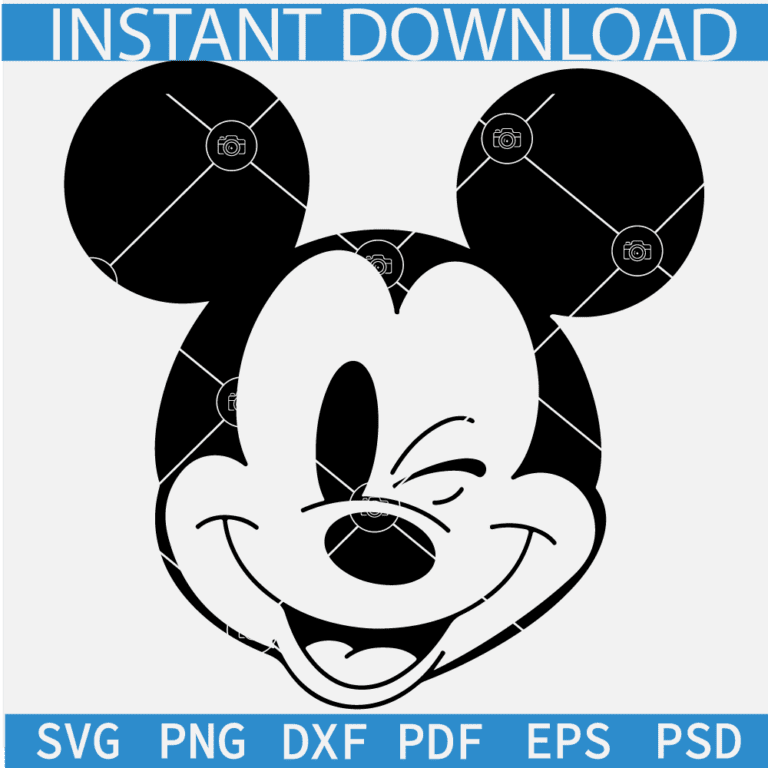 Winking Mickey Mouse SVG, Happy Mickey Winking SVG, Disney Winking SVG