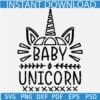 Black baby Unicorn SVG, Baby Unicorn Silhouette SVG