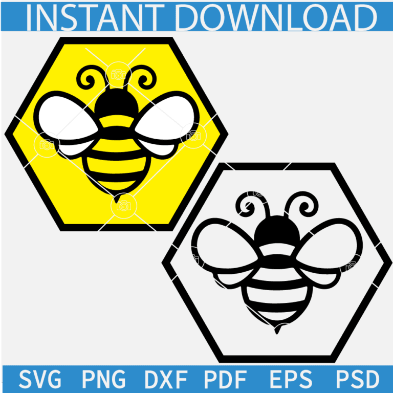 Bumblebee SVG, Bee Inside Honeycomb Svg, Bee Layered SVG