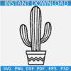 Cactus Line Art SVG, Cactus Outline SVG, Cactus Vector SVG