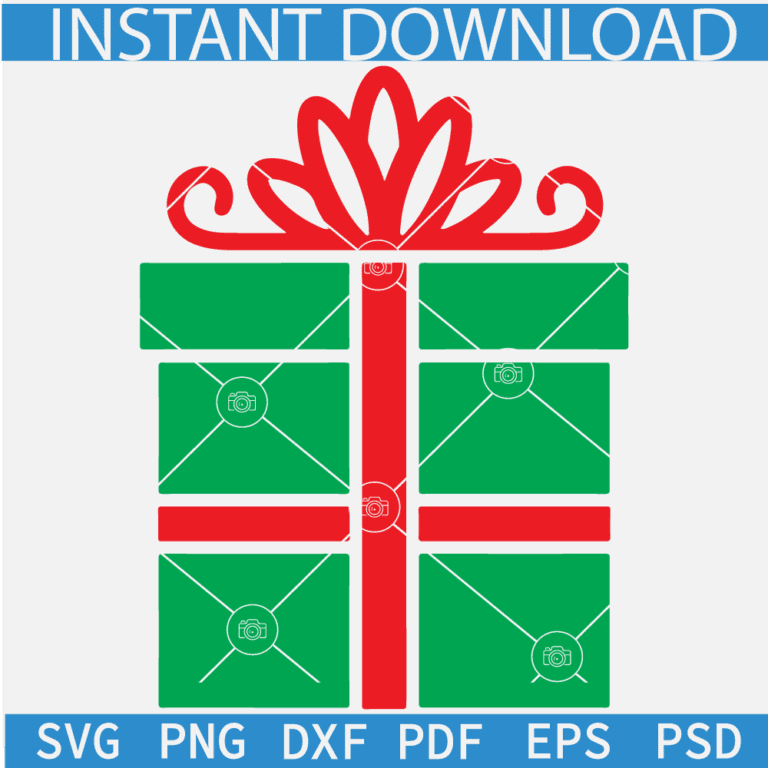 Christmas Present Silhouette SVG, Christmas Present Black SVG, Wrapped ...