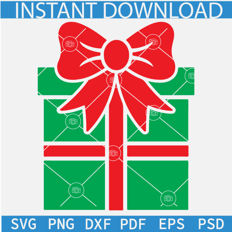 Christmas Present Silhouette SVG, Christmas Present Black SVG, Wrapped ...