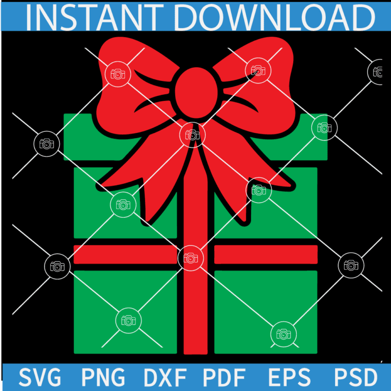 Christmas Present Silhouette SVG, Christmas Present Black SVG, Wrapped ...