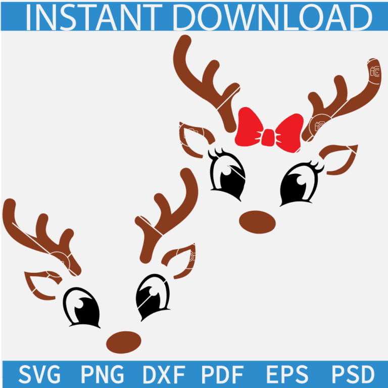 Rudolph the Red Nosed Reindeer Bundle SVG, Christmas Reindeer Faces Bundle svg, Girl Rudolph ...