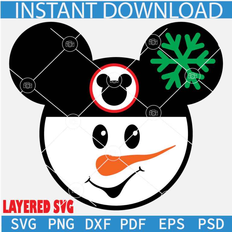 Christmas Snowman SVG, Disney Christmas Snowman SVG, Mickey Ears ...