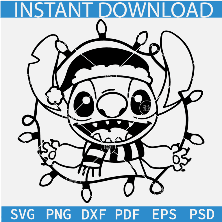 Christmas stitch with xmas lights Line art svg, Christmas Lights Stitch ...