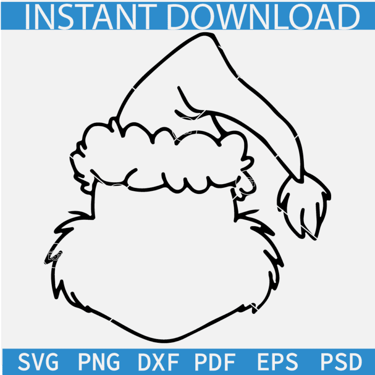 Grinch Face Sketch SVG, Grinch face Line art SVG, Christmas Grinch Face ...