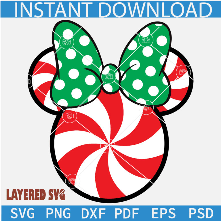 Mickey Minnie Head Peppermint Candy Cane svg, Disney Christmas Candy ...