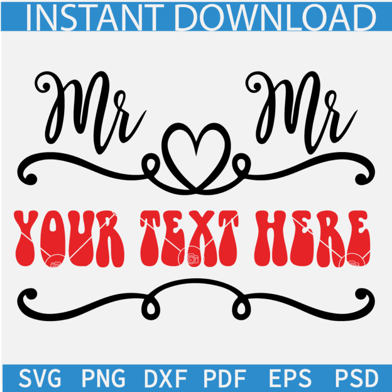 Mr & Mrs Name Frame SVG, Bride And Groom Monogram SVG, Marriage Svg