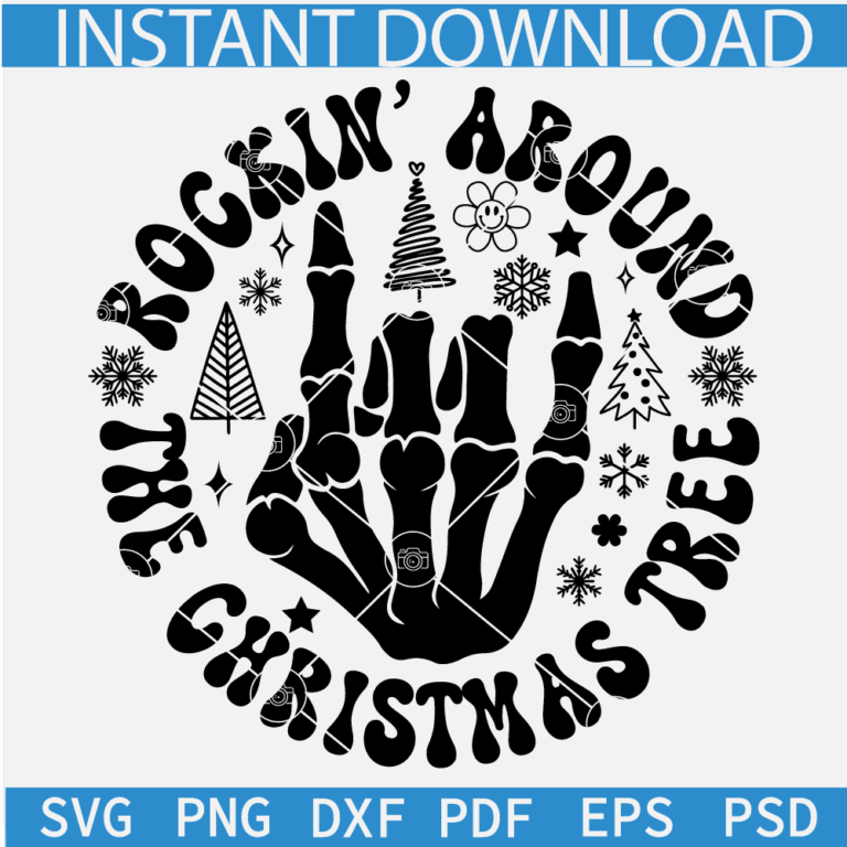 Rockin' Around the Christmas tree Skeleton Hand SVG, Skeleton Hand ...