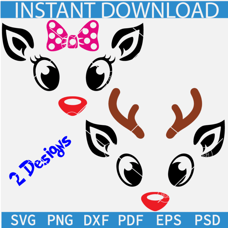 Rudolph the Red Nosed Reindeer Bundle SVG, Christmas Reindeer Faces ...