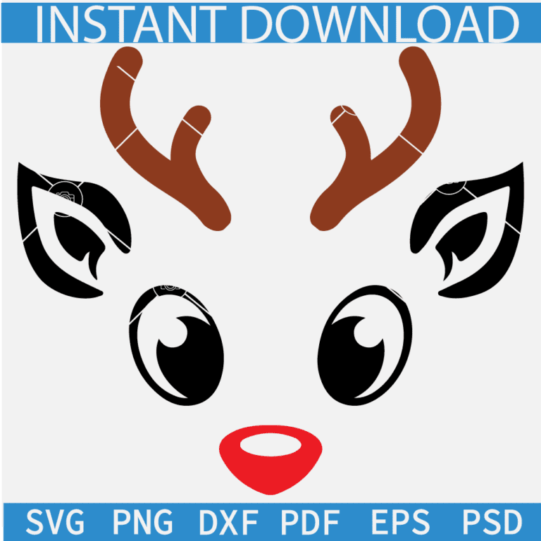 Rudolph the Red Nosed Reindeer Bundle SVG, Christmas Reindeer Faces Bundle svg, Girl Rudolph ...