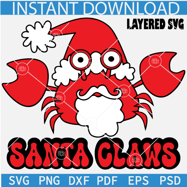 Santa Claws SVG, Christmas Crab Svg, Crab with Santa Claus Hat Svg ...