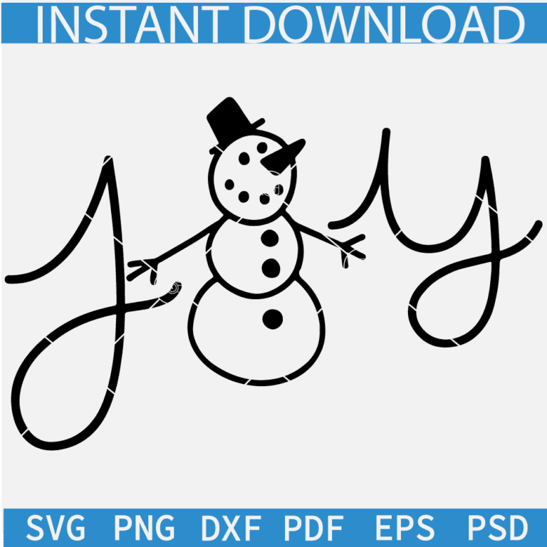 Snowman Line art SVG, Joy Snowman SVG, Christmas Snowman Joy Svg