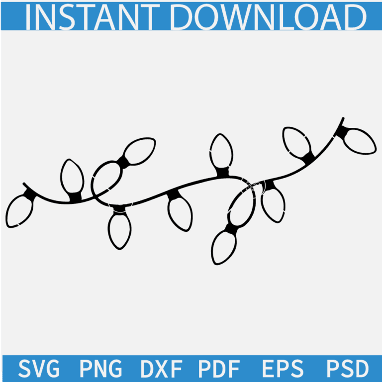 Christmas Light Bulb in Black Solid and Outline SVG, Christmas Light ...