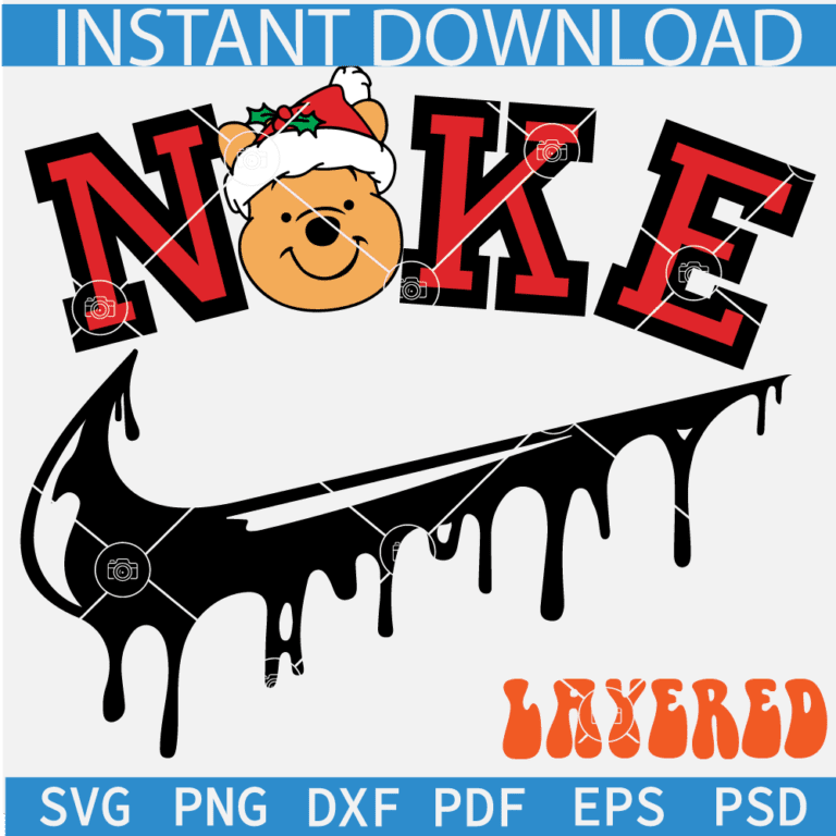 Christmas Winnie the Pooh Nine SVG, Dripping Nike Winnie the Pooh SVG ...