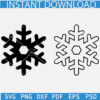 Winter Snowflake Silhouette in Black Solid and Outline SVG, Snowflakes ...