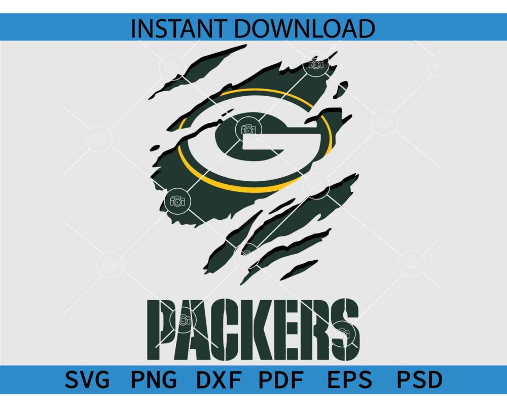 Green Bay Packers Ripped Logo SVG, The Packers Ripped Logo SVG PNG PDF DXF
